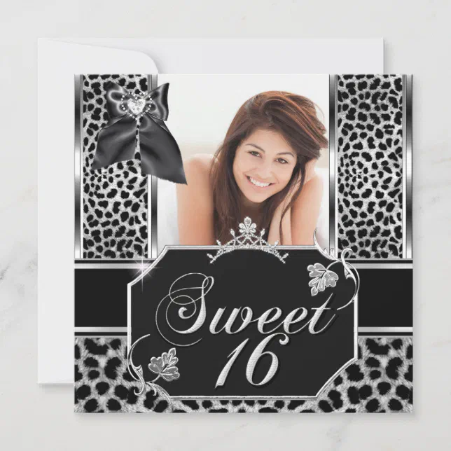 Sweet Sixteen 16 Leopard Birthday Party Photo Invitation | Zazzle