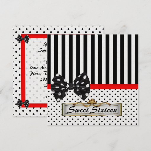 Sweet Sixteen 16 Party Black and White Invitation | Zazzle