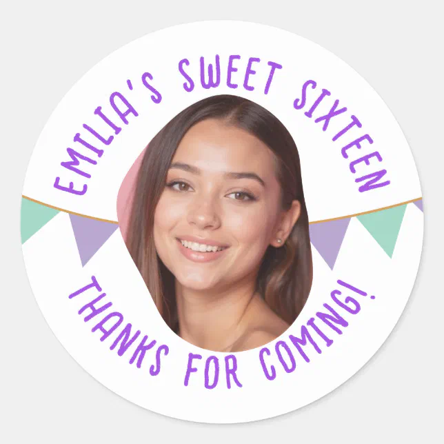Sweet Sixteen 16th Birthday Custom Photo Banner Cl Classic Round ...