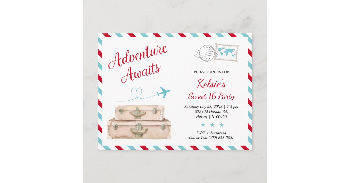 Sweet Sixteen Adventure Awaits Girl Travel Invite | Zazzle