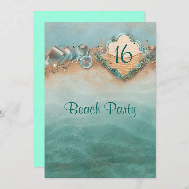 Sweet Sixteen, Beach Party Invitation | Zazzle
