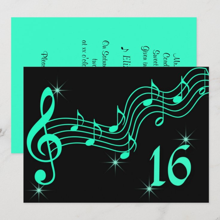 Sweet Sixteen Birthday Invitation Music Notes | Zazzle