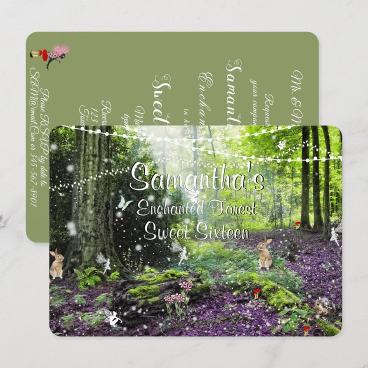 Sweet Sixteen, Enchanted Forest Fairies Lights Invitation | Zazzle