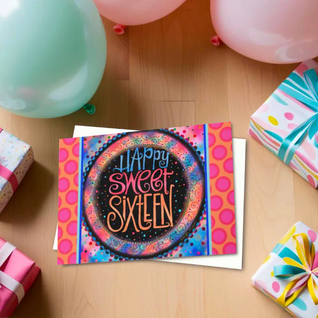 Sweet Sixteen Fun Modern Girly Birthday Card | Zazzle