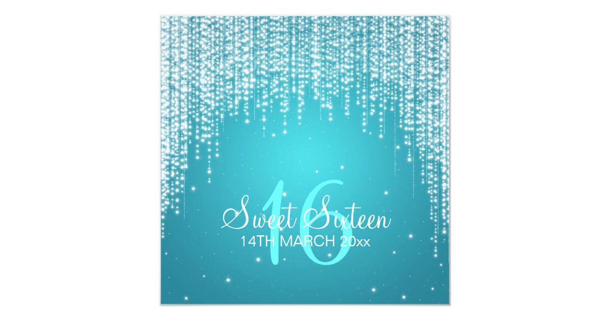 Sweet Sixteen Party Night Dazzle Blue Invitation | Zazzle.com