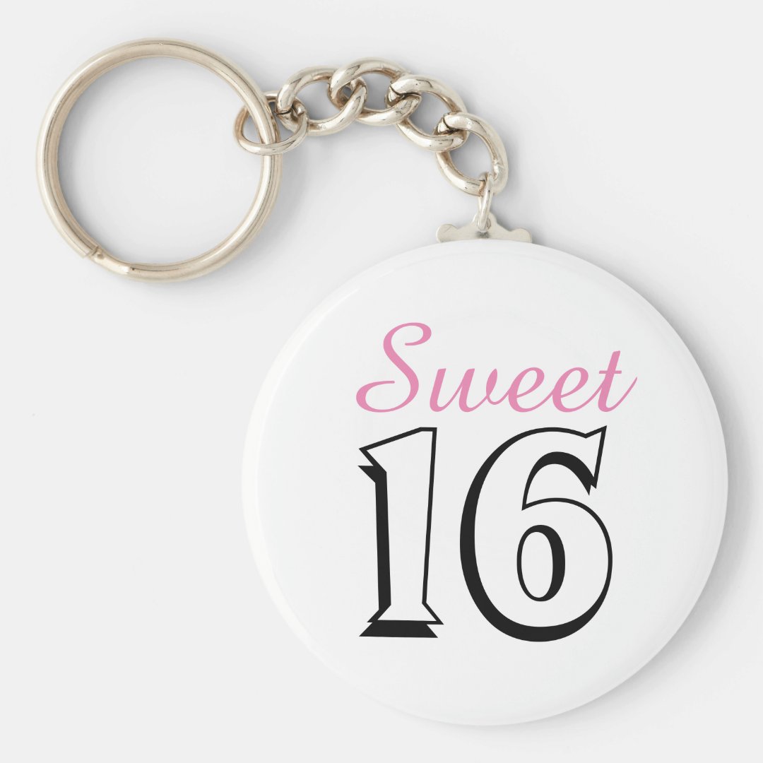 Sweet Sixteen Pink 16th Birthday Party Favor Keychain | Zazzle