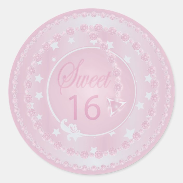 Sweet Sixteen Pink Birthday Classic Round Sticker | Zazzle.com