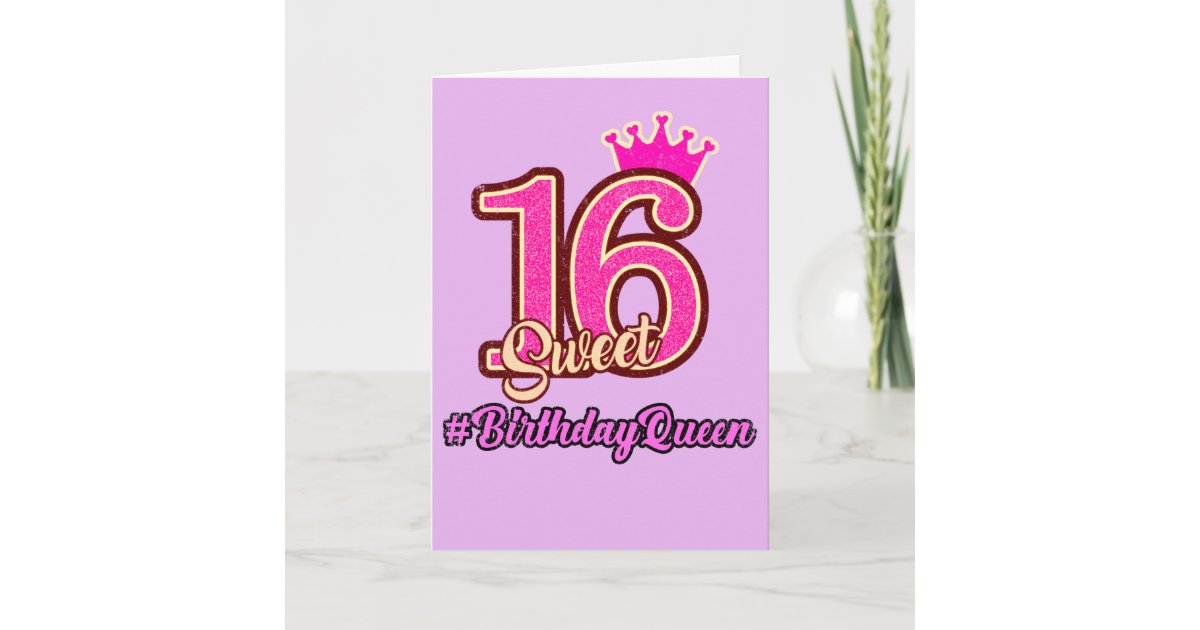 Sweet Sixteen Princess Crown, 16th Birthday Queen Card | Zazzle