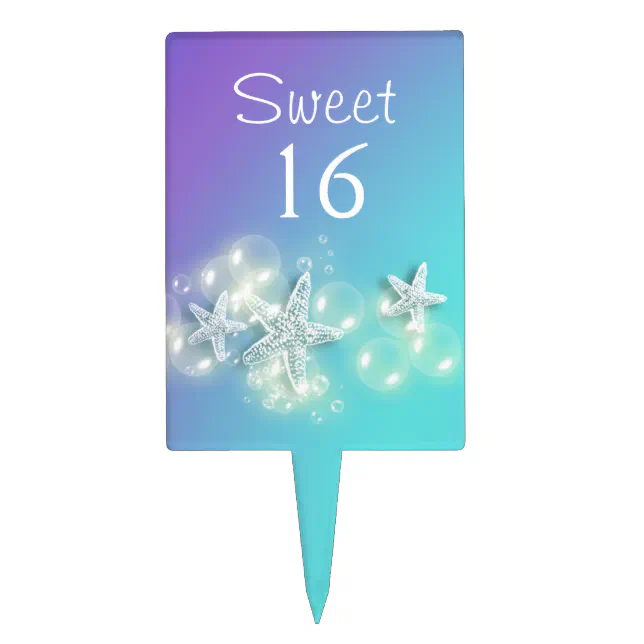 Sweet sixteen purple purple blue cake topper | Zazzle