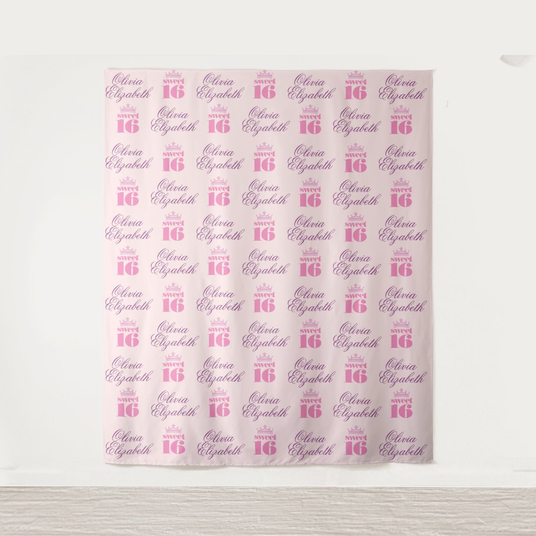 Sweet Sixteen Step and Repeat Party Backdrop | Zazzle