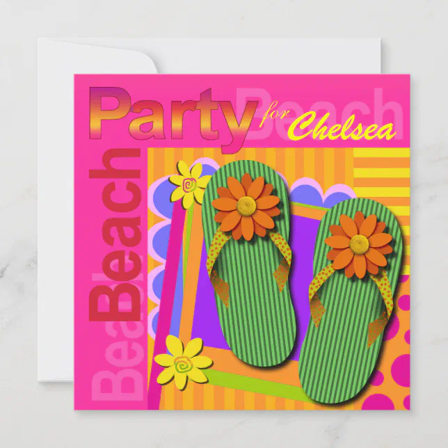 Sweet Sixteen Summer Fun Flip Flops - Beach Party! Invitation | Zazzle
