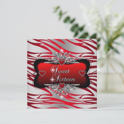 Sweet Sixteen Sweet 16 Birthday Party Red Invitation | Zazzle