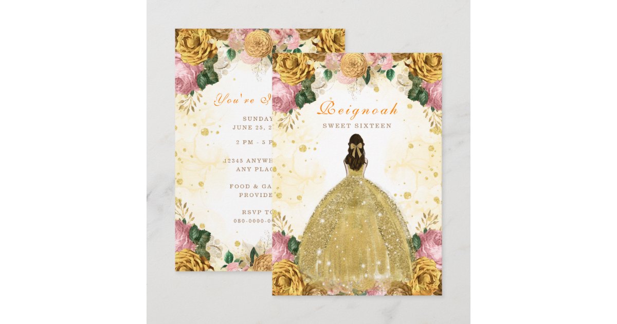 Sweet Sixteen Yellow Birthday Invitation Card | Zazzle