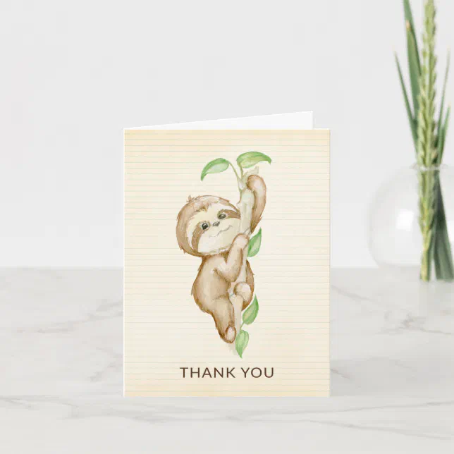 Sweet Sloth Animals Baby Shower Thank You Note | Zazzle