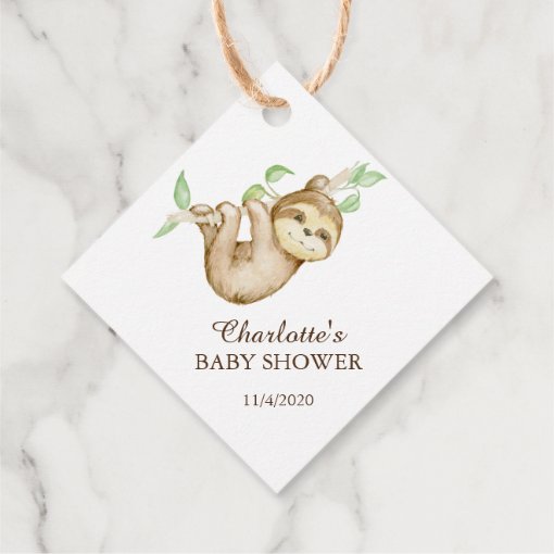 Sweet Sloth Baby Shower Favor Favor Tags | Zazzle