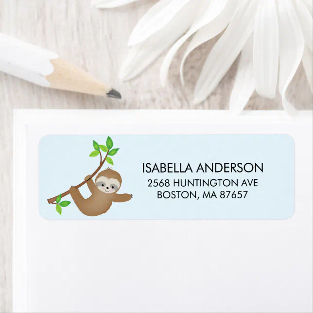 Sweet Sloth Boys Baby Shower Address Label | Zazzle