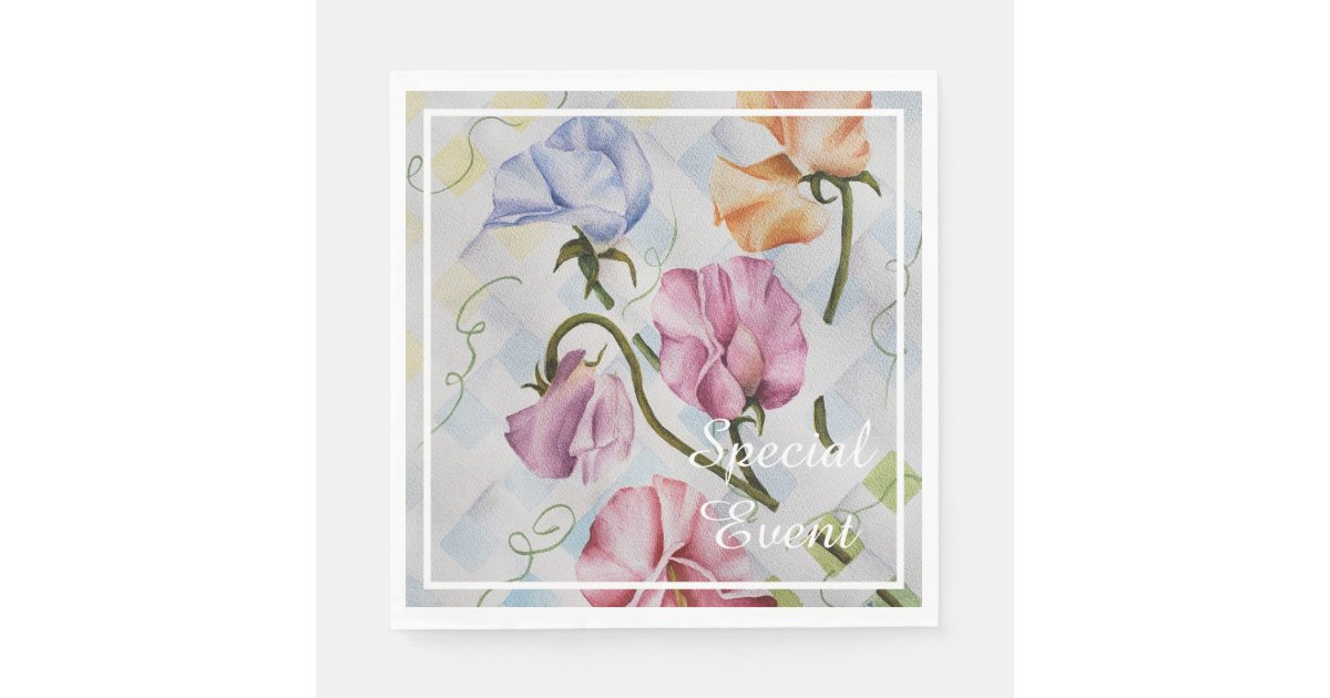 SWEET SMELLING SWEET PEAS MONOGRAM PARTY NAPKINS | Zazzle