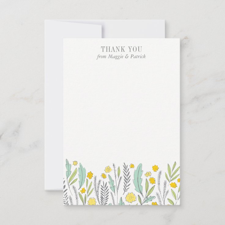 Sweet Sprigs Gender Neutral Flat Thank You Note | Zazzle