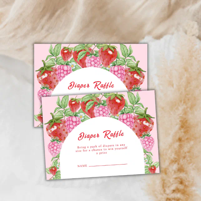 Sweet Strawberry Arch Diaper Raffle Baby Shower Enclosure Card | Zazzle