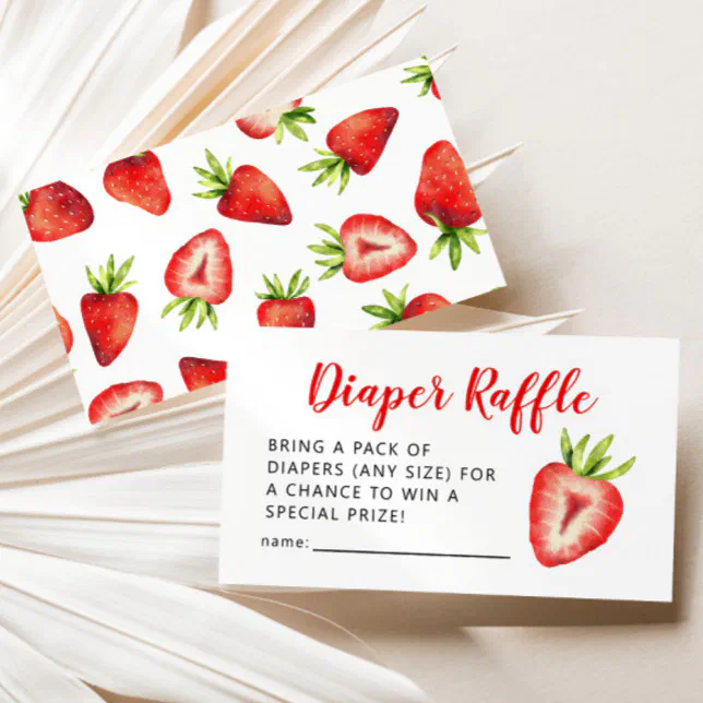 Sweet Strawberry Baby Shower Diaper Raffle Ticket Enclosure Card | Zazzle