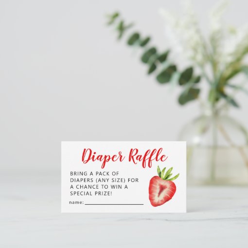 Sweet Strawberry Baby Shower Diaper Raffle Ticket Enclosure Card | Zazzle