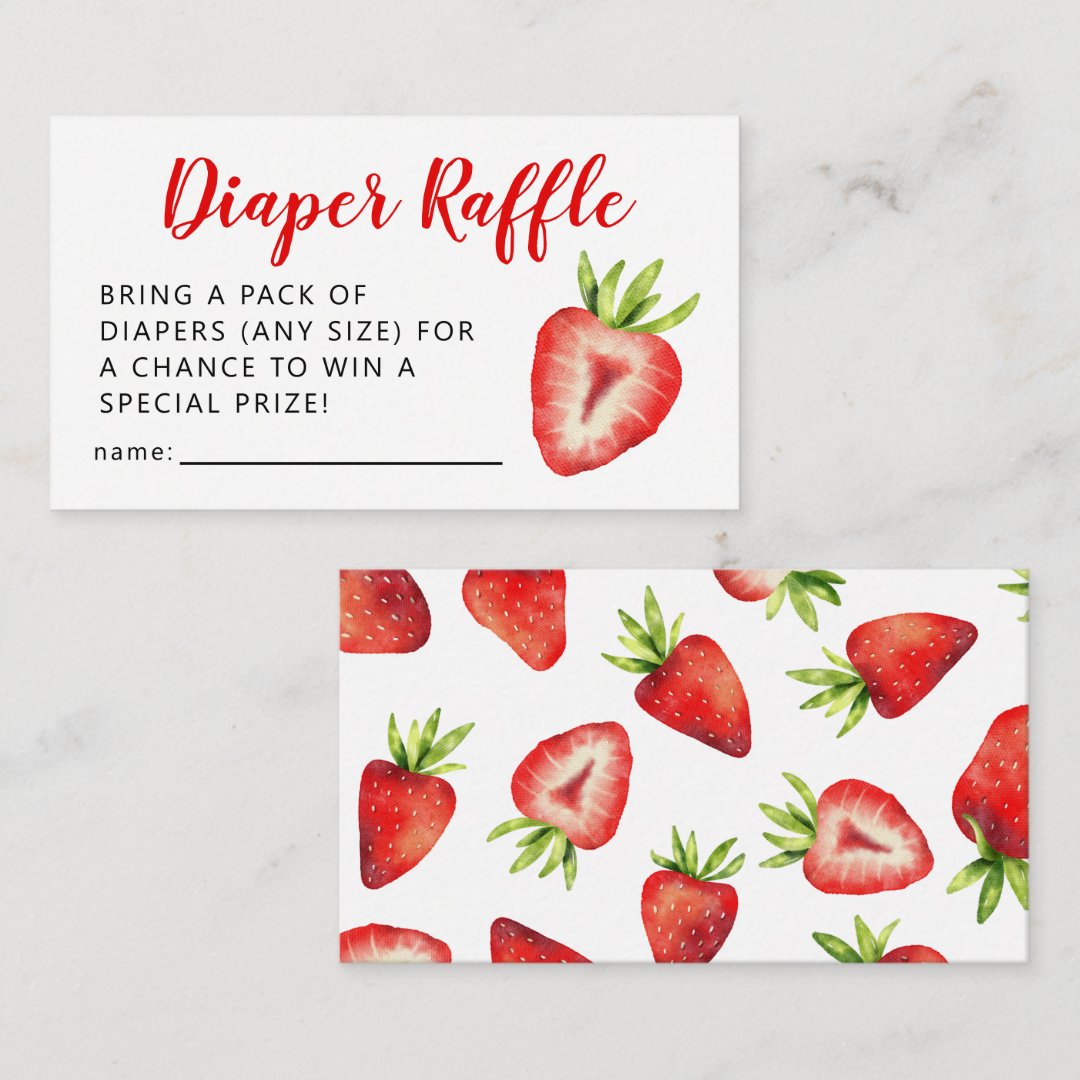 Sweet Strawberry Baby Shower Diaper Raffle Ticket Enclosure Card | Zazzle