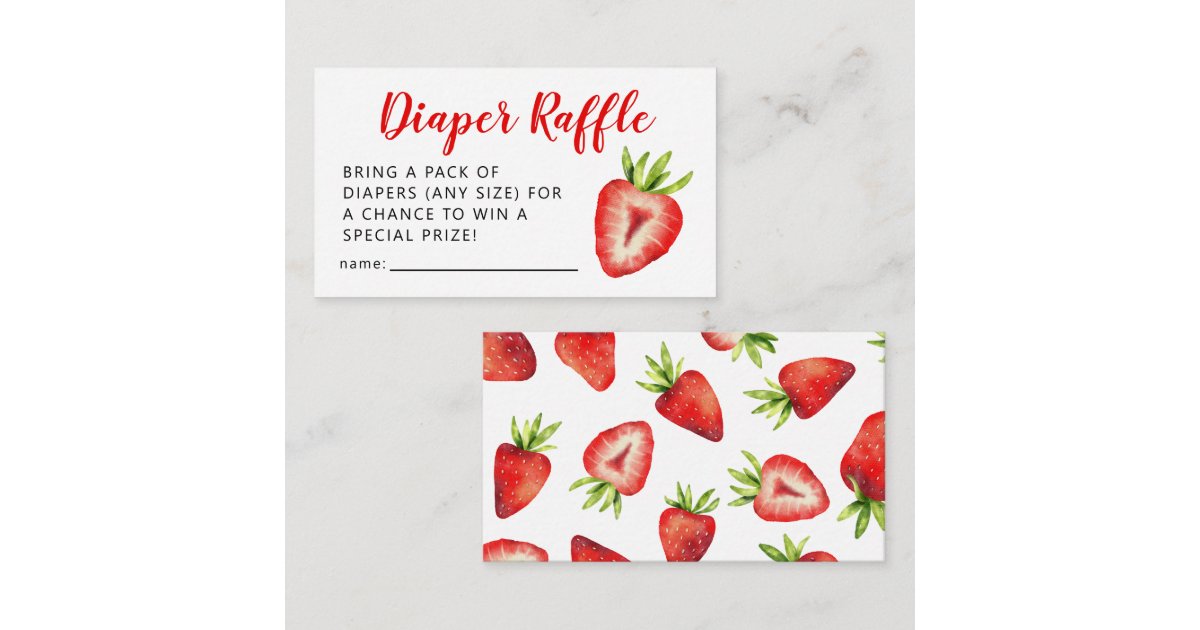 Sweet Strawberry Baby Shower Diaper Raffle Ticket Enclosure Card | Zazzle