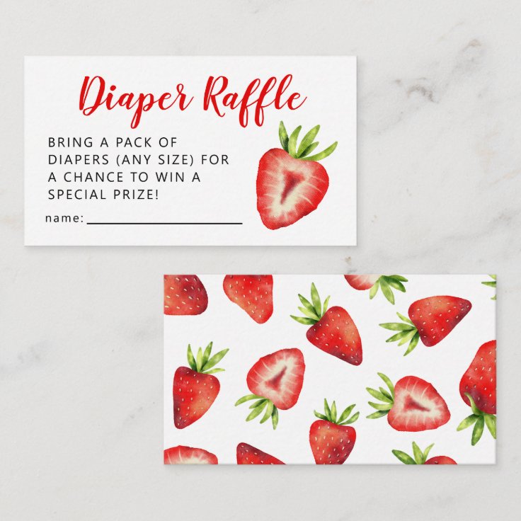 Sweet Strawberry Baby Shower Diaper Raffle Ticket Enclosure Card | Zazzle