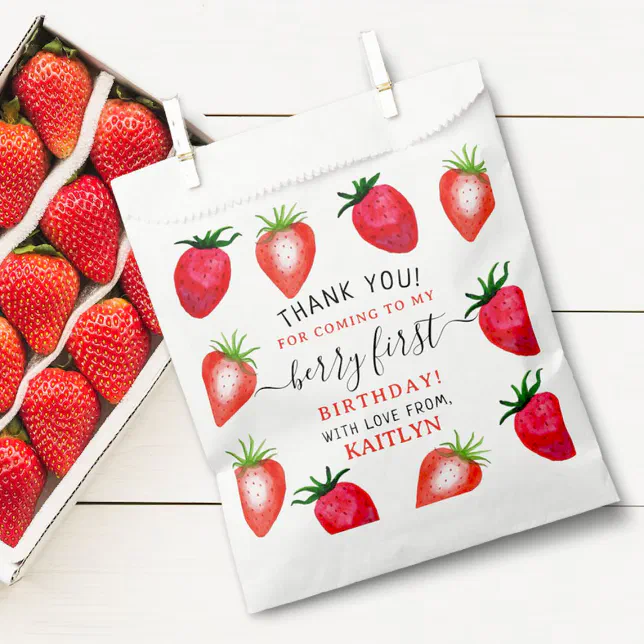 Sweet Strawberry Berry First 1st Birthday Favor Bag | Zazzle