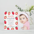 Sweet Strawberry Berry First 1st Birthday Photo Invitation | Zazzle