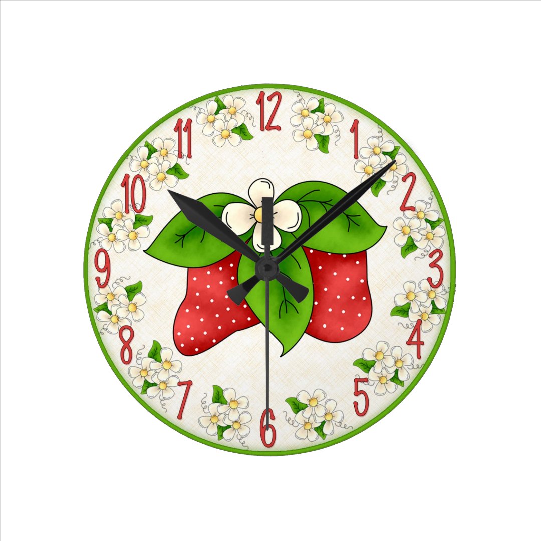 Sweet Strawberry Clock | Zazzle