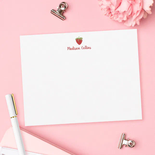 Sweet Strawberry Personalized Stationery Note Card | Zazzle