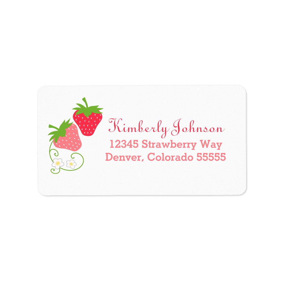 Sweet Strawberry Pink and Green Label | Zazzle