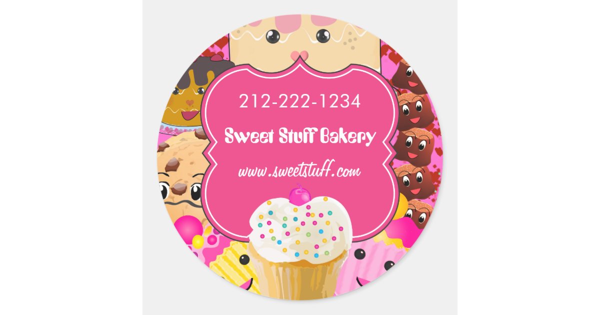 Sweet Stuff Candy Cake Cookies and Cupcake Sticker | Zazzle