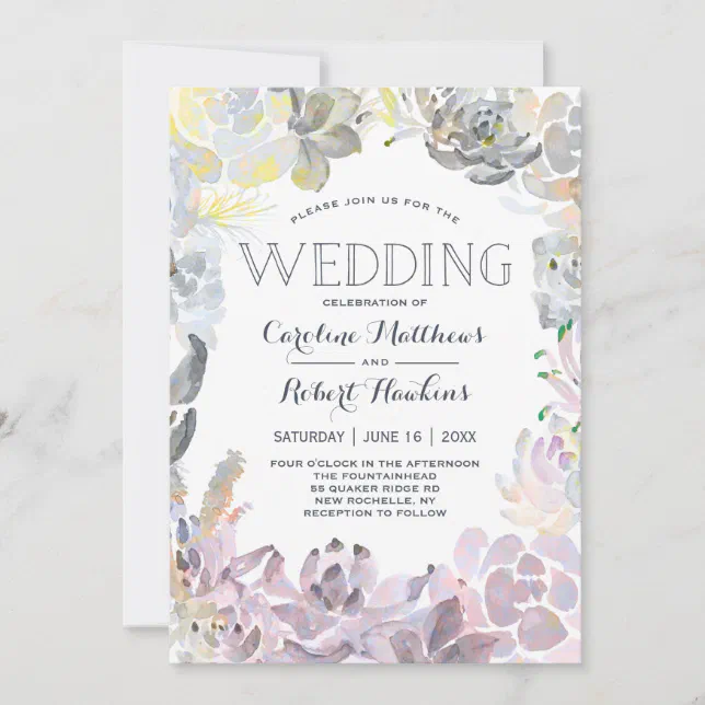 Sweet Succulents Wedding Invitation | Zazzle