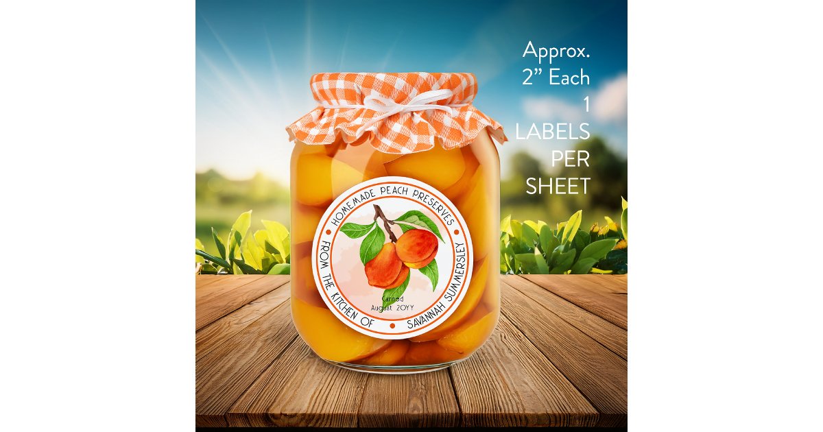 Sweet Summer Peaches Peach Preserves Canning Sticker | Zazzle
