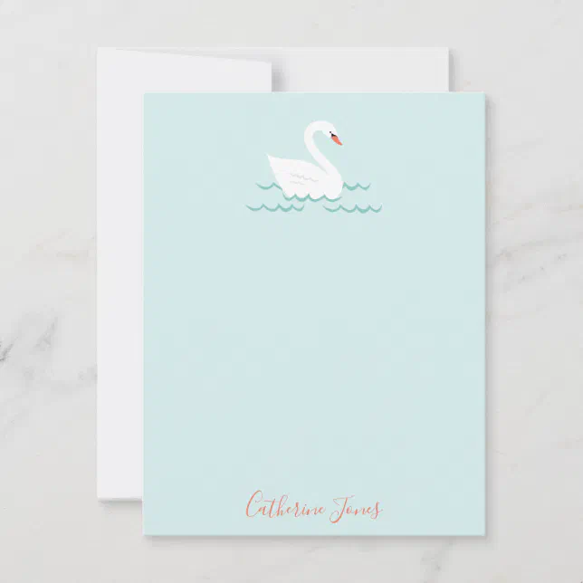 Sweet Swan Personalized Stationery Note Card | Zazzle