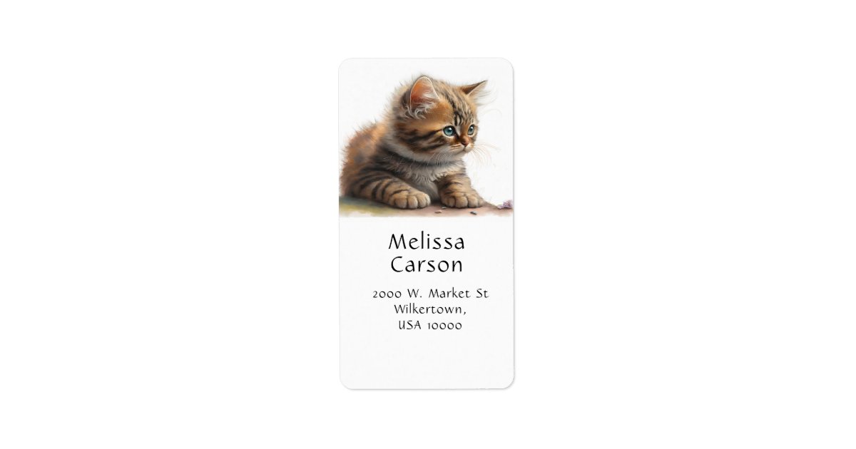 Sweet Tabby Kitten Label | Zazzle