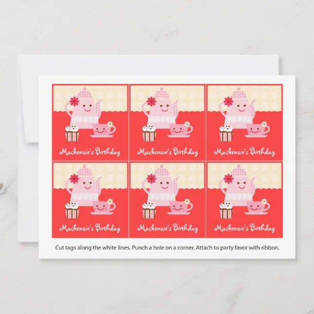 Sweet Tea Birthday Party Favor Tags Invitation | Zazzle