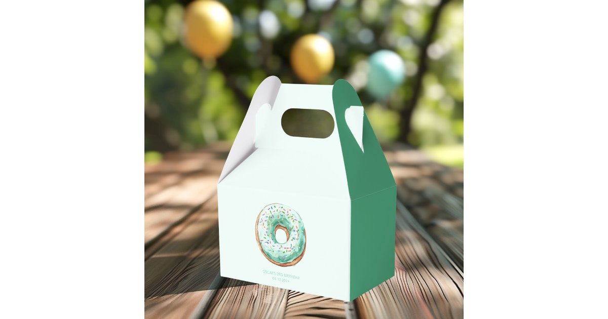 Sweet Time Pastel Green Donut Birthday Favor Boxes | Zazzle