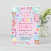 Sweet to be EIGHT candy girl 8th birthday invite. Invitation | Zazzle