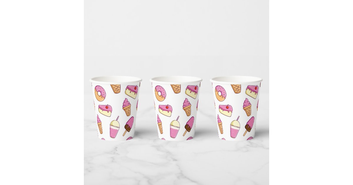 Sweet Tooth Dessert Pattern Paper Cups | Zazzle