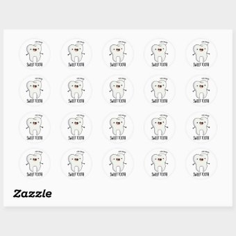 Sweet Tooth Funny Dental Pun Classic Round Sticker | Zazzle