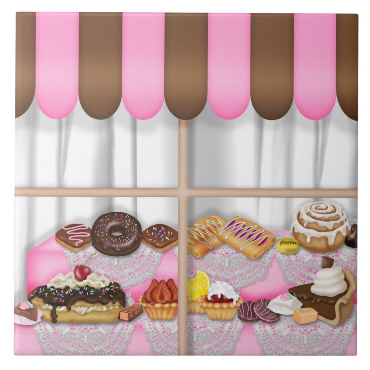 Sweet Treat Bakery Cartoon tile | Zazzle