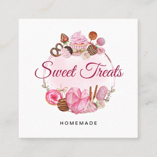 Sweet Treats Bakery Square Business Card | Zazzle