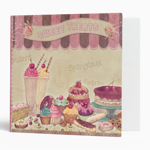 Sweet Treats Beige Binder | Zazzle