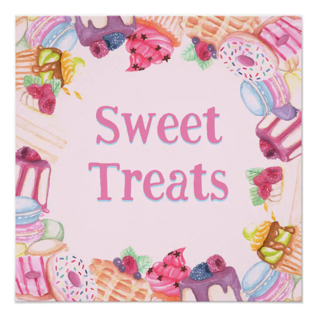 Sweet Treats Desserts Pink Poster | Zazzle
