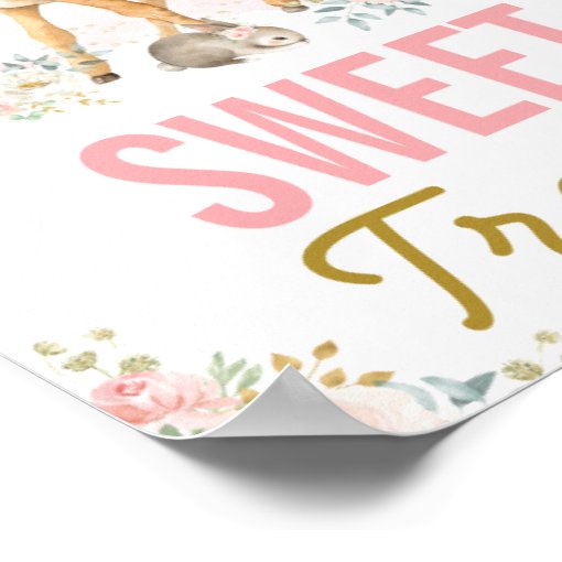 Sweet Treats / Girly Woodland Animals Party Poster | Zazzle