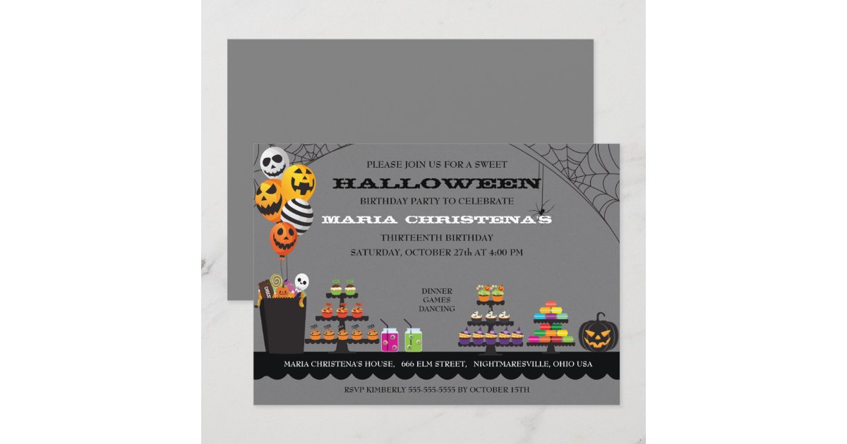 Sweet Treats Halloween Birthday Party Invitation | Zazzle