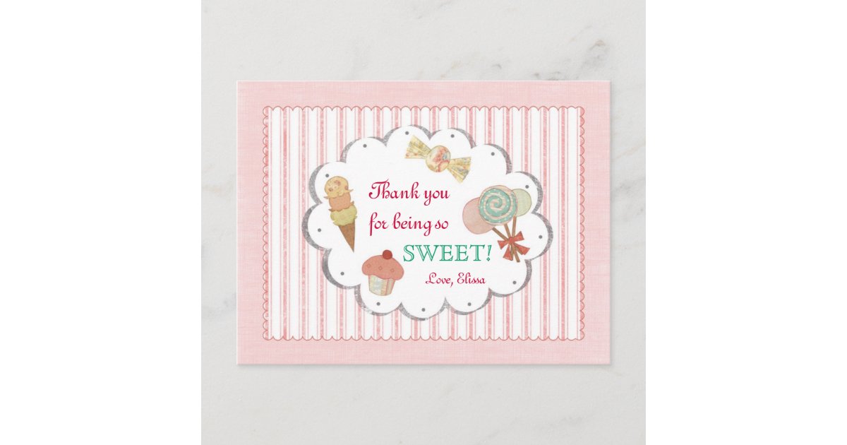 Sweet Treats Thank You Postcard | Zazzle